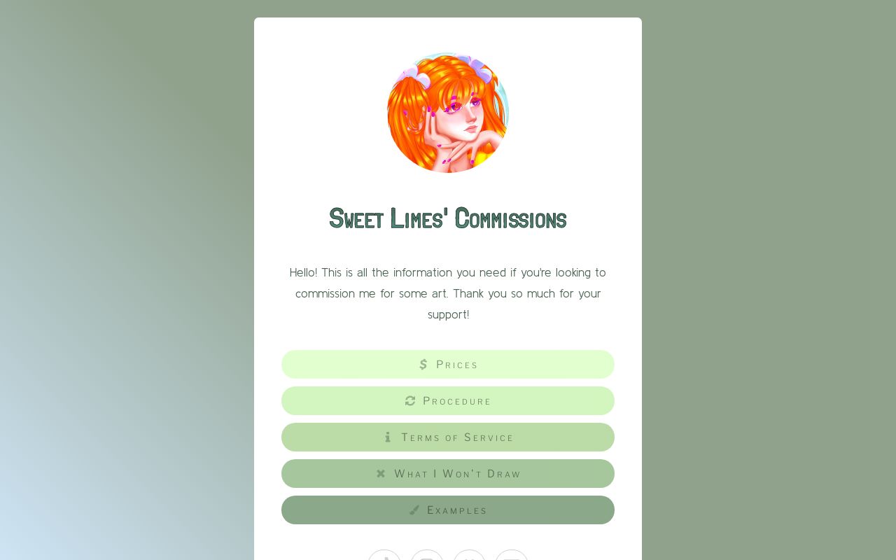 Sweet Limes' Commission Sheet